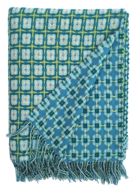Pale Teal Basket Weave Throw by Paulette Rollo - Rouge